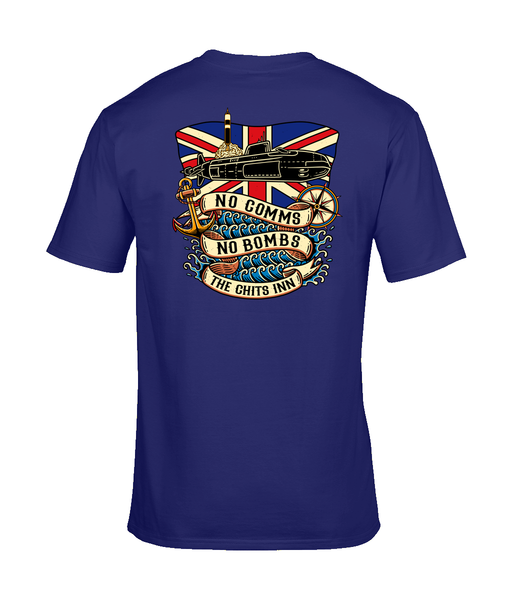 No Comms No Bombs Submarine Tee | Military Nautical Design | Black Uni ...